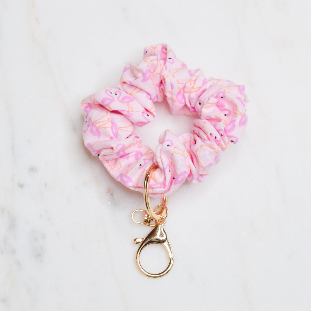 Flamingo Scrunchie Key Chain – Emily Anne Designs LLC